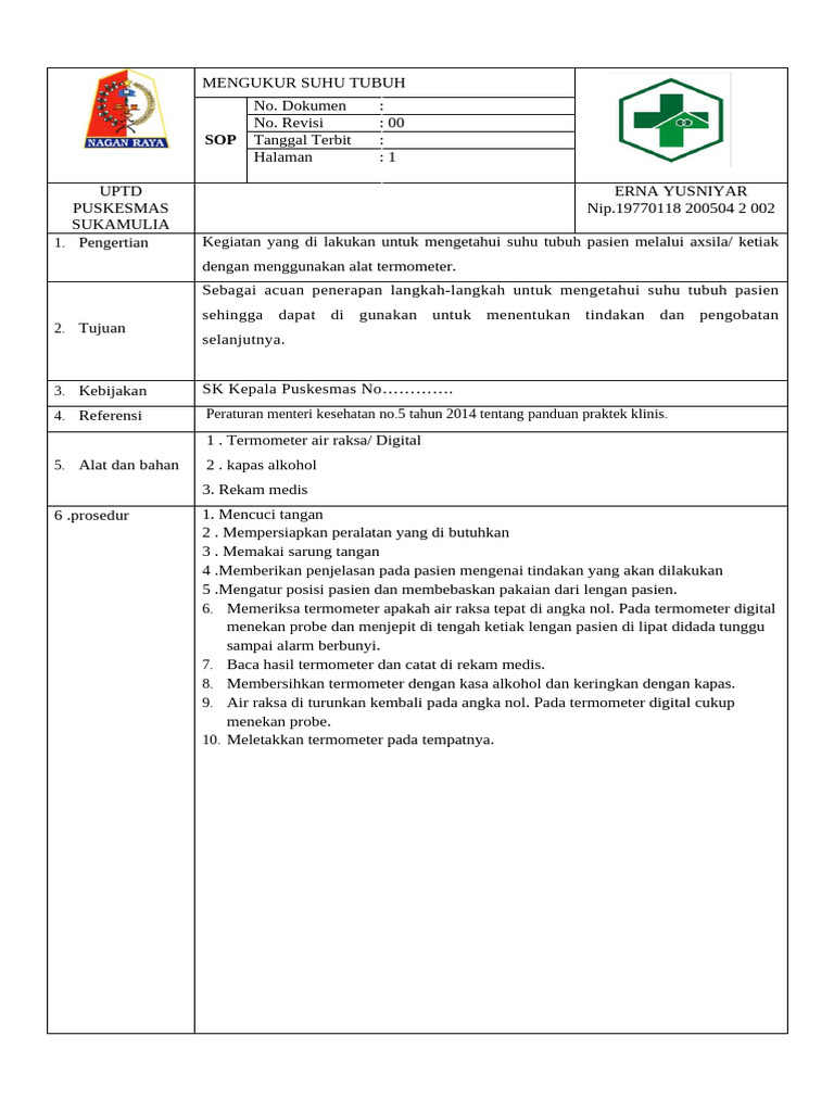 04. sop suhu badan | PDF