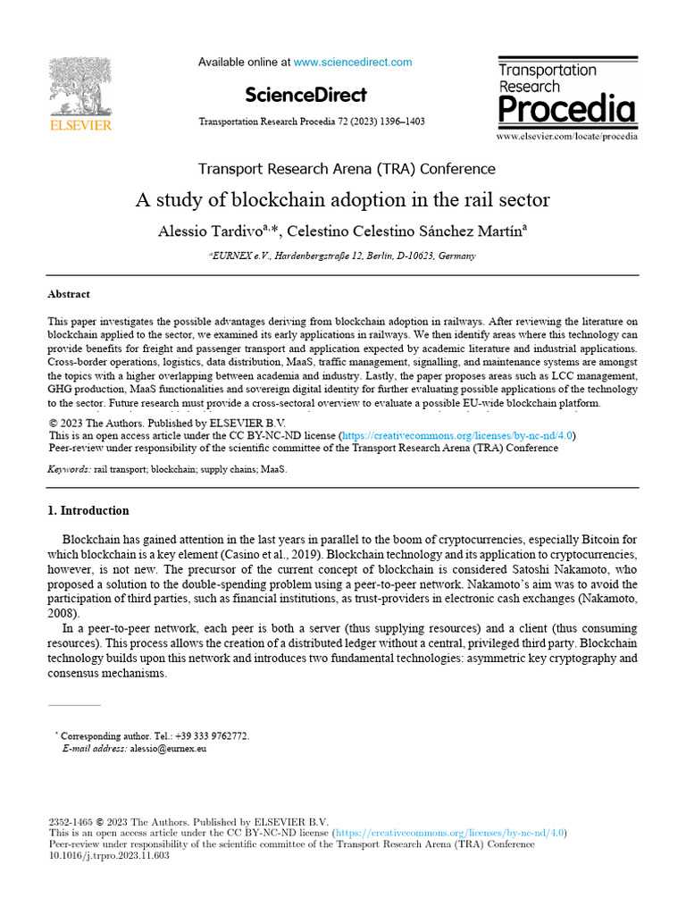 A Study of Blockchain Adoption in The Rail - 2023 - Transportation ...