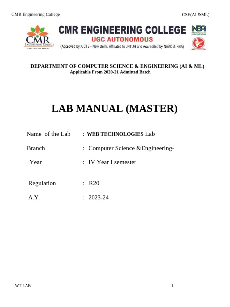 WT-lab-Manual MASTER MANUAL | PDF | Artificial Intelligence | Intelligence (AI) & Semantics