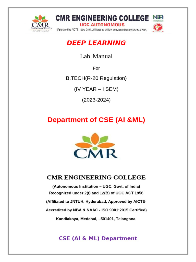 Deep Learning Lab Manual | PDF | Deep Learning | Machine Learning