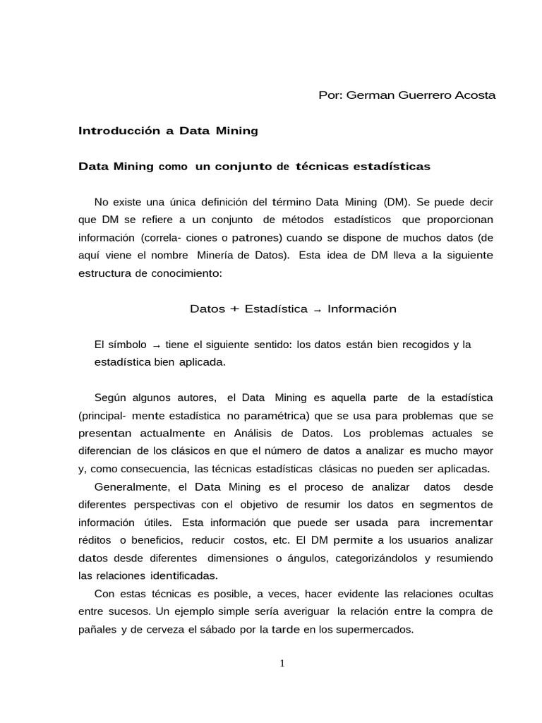 Ensayo Sobre Data Mining | PDF | Procesamiento de datos | Algoritmo genético