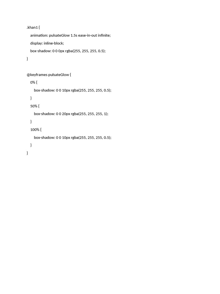 Animation= Pulsating Glow Css Code | PDF