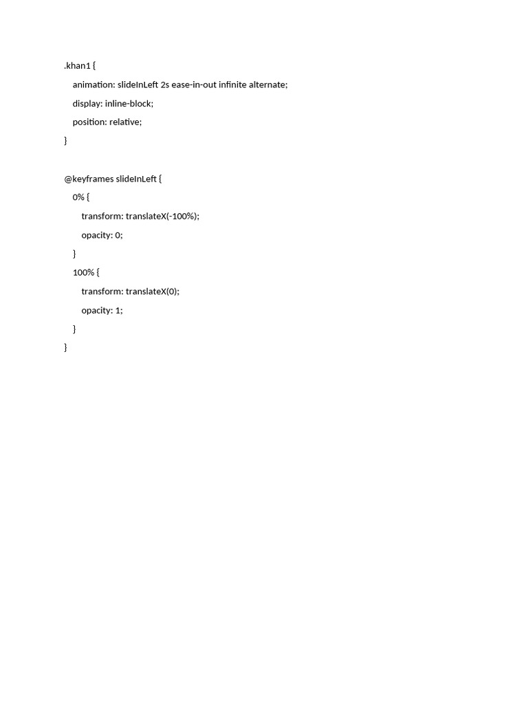 Animation Slide in From Left Css Code | PDF