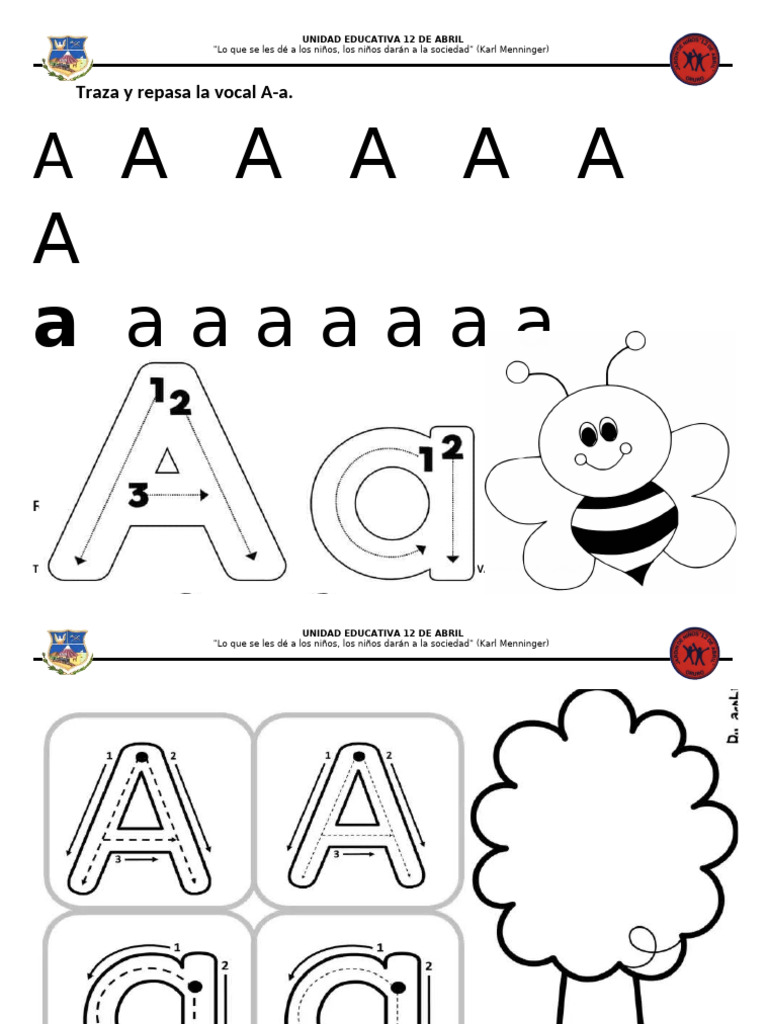 Traza y Repasa La Vocal A Ñas Vocales IMPRIMIR | PDF