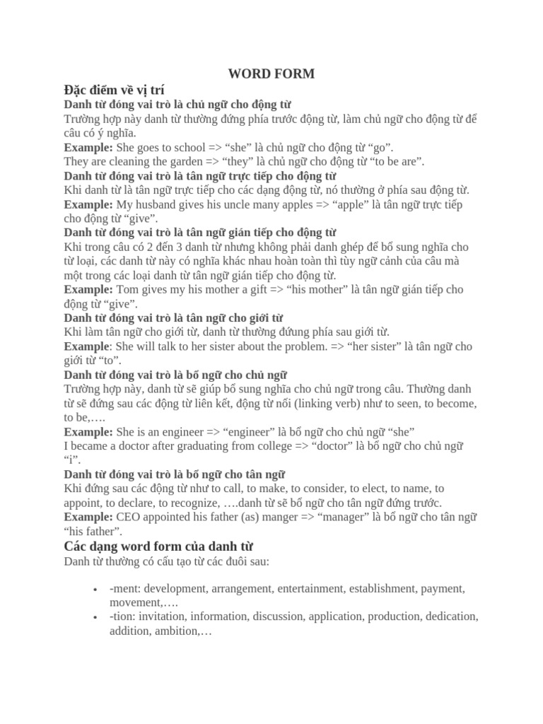 p1 Word Form Handout 1 | PDF