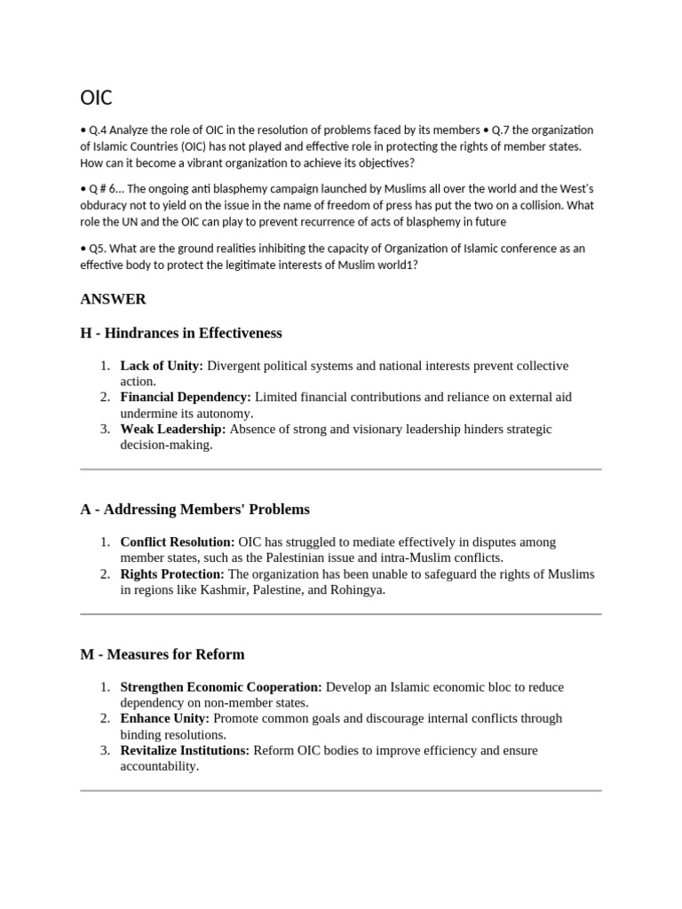 CODES OF OIC | PDF | Organisation Of Islamic Cooperation ...