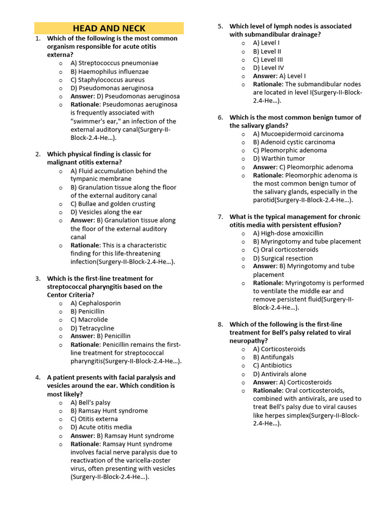 Head and Neck Conditions Overview | PDF | Adenoma | Clinical Medicine
