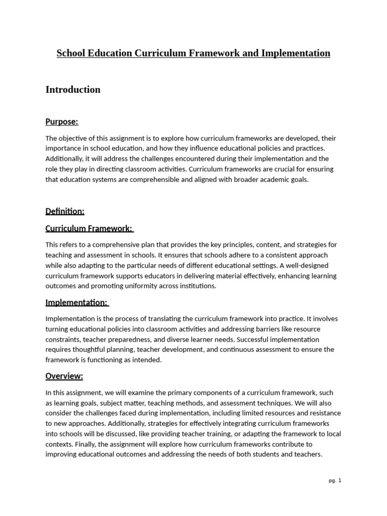 Curriculum Frameworks in School Education | PDF | Curriculum ...