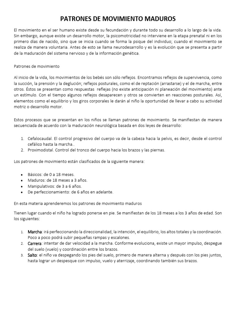 Patrones de Movimiento Maduros | PDF