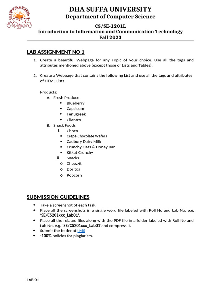 Webpage Creation Lab Assignment Pdf