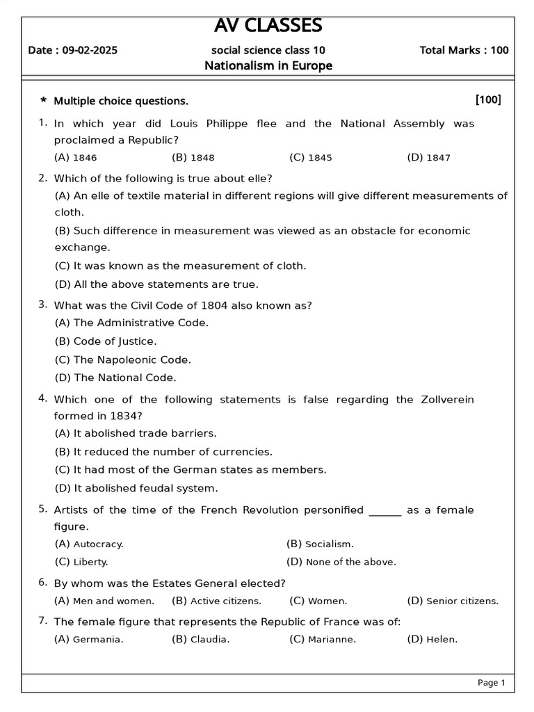 ch1 history Assignment class 10 | PDF | German Empire | Nationalism