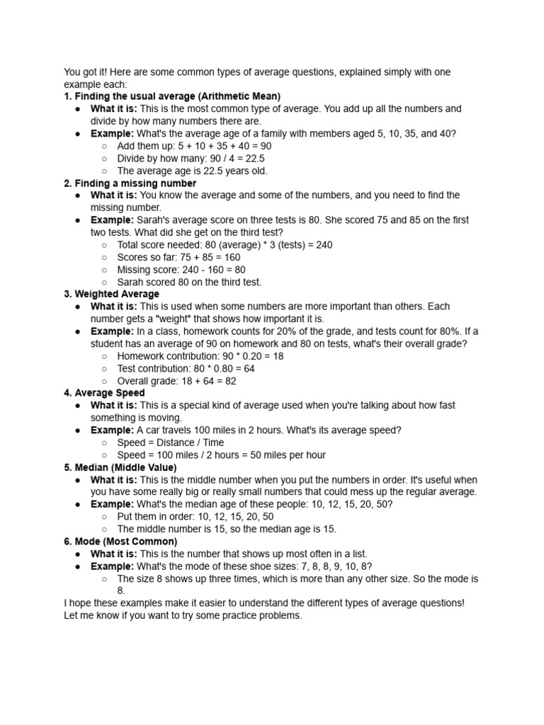 Average Concepts Simplified | PDF | Average