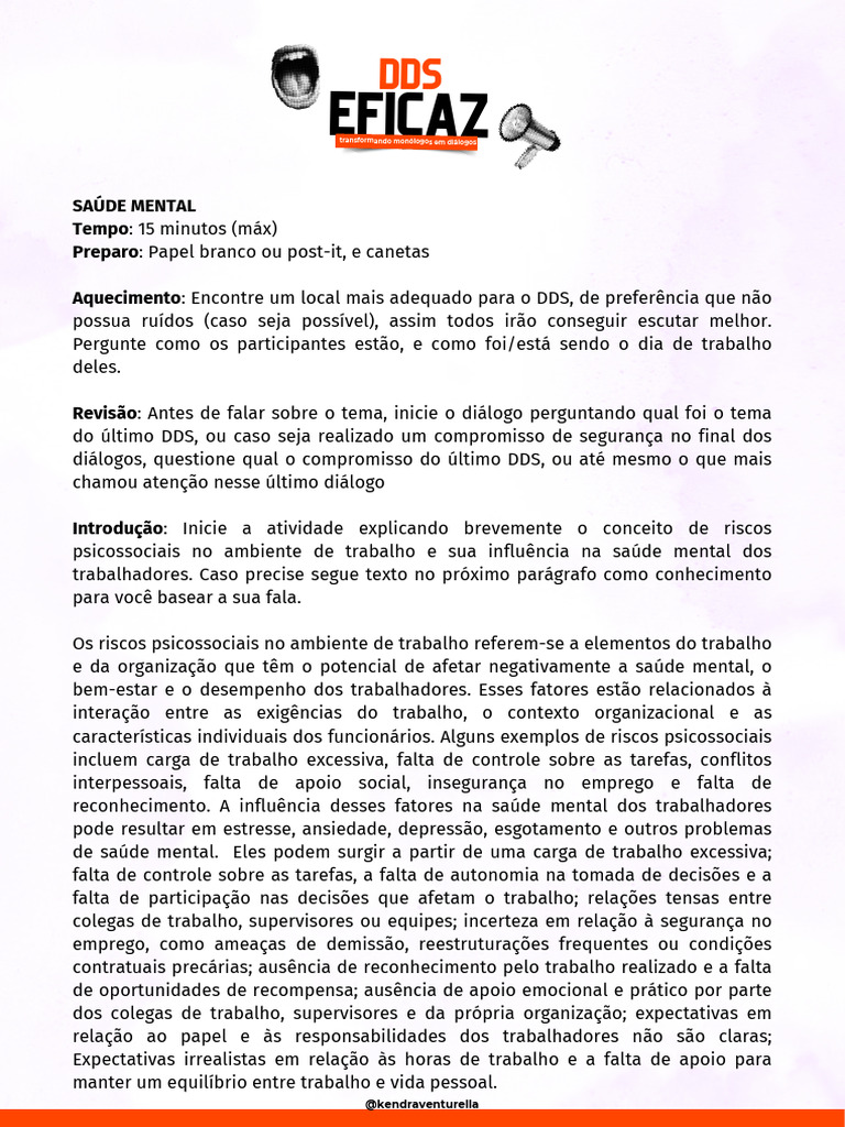 DDS Eficaz Saúde Mental - Kendra Venturella | PDF | Saúde mental | Depressão