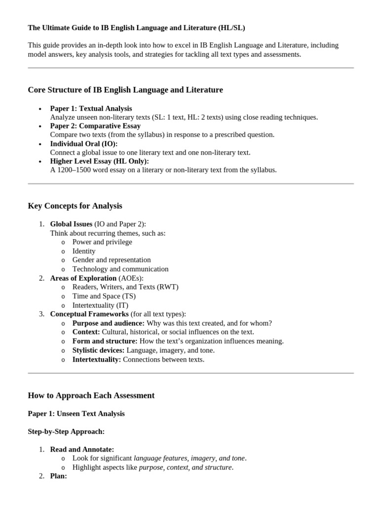 The Ultimate Guide to IB English Language and Literature | PDF ...