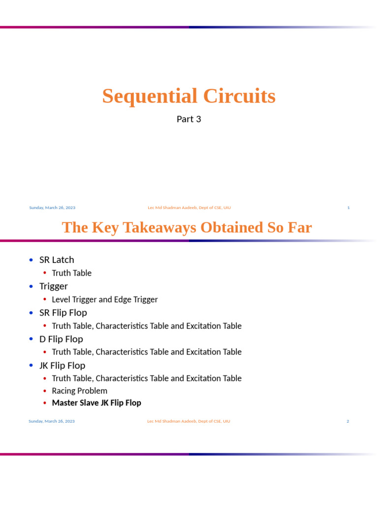 WK 2 Class 1 - Sequential Circuits Part 3 | PDF | Electrical ...