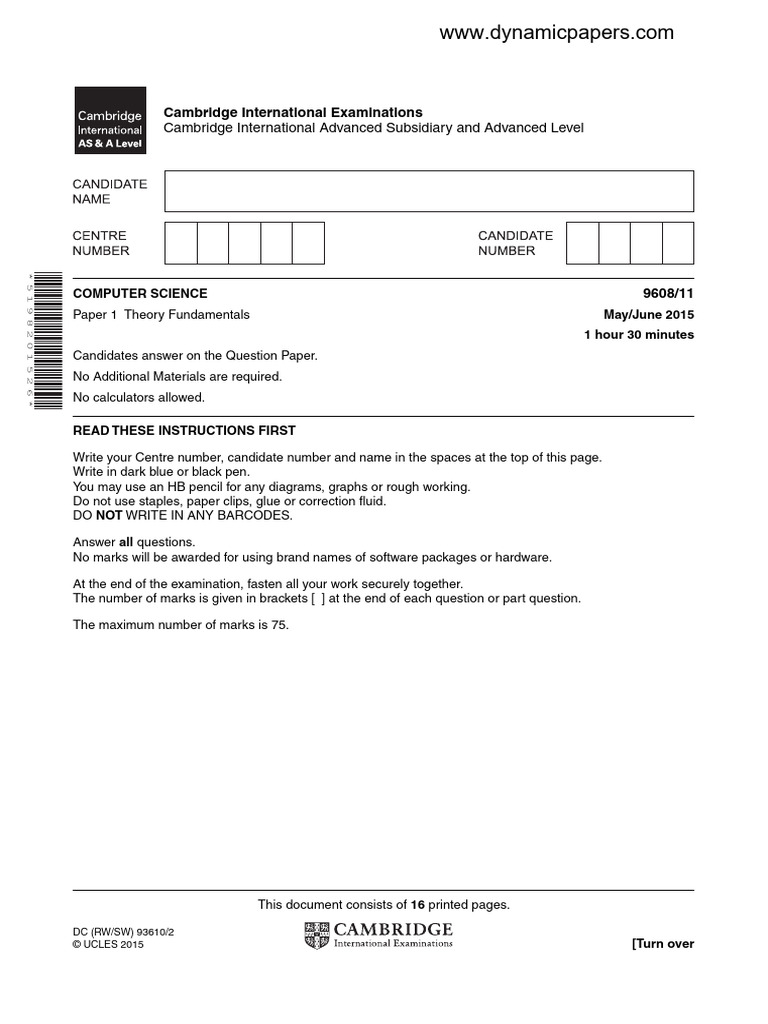 9608_s15_qp_11 | PDF | Computer Network | Input/Output