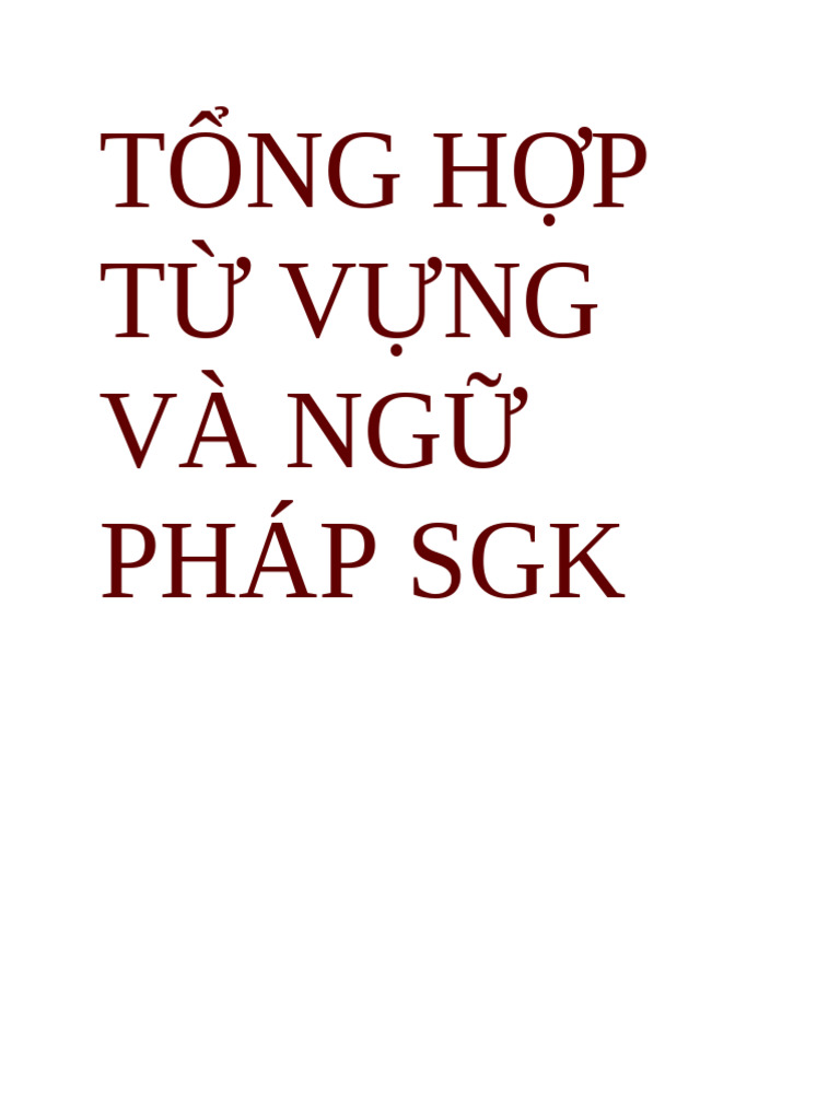 T NG H P T V NG Và NG Pháp SGK | PDF