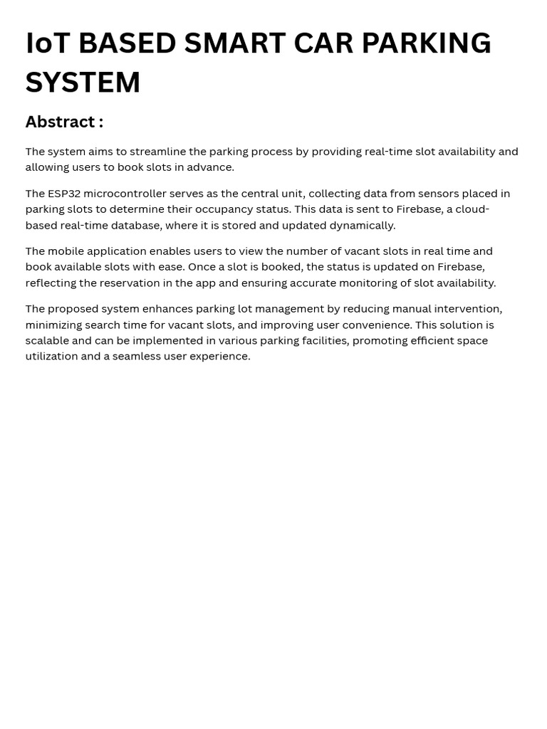 Iot Based Smart Car Parking System | PDF