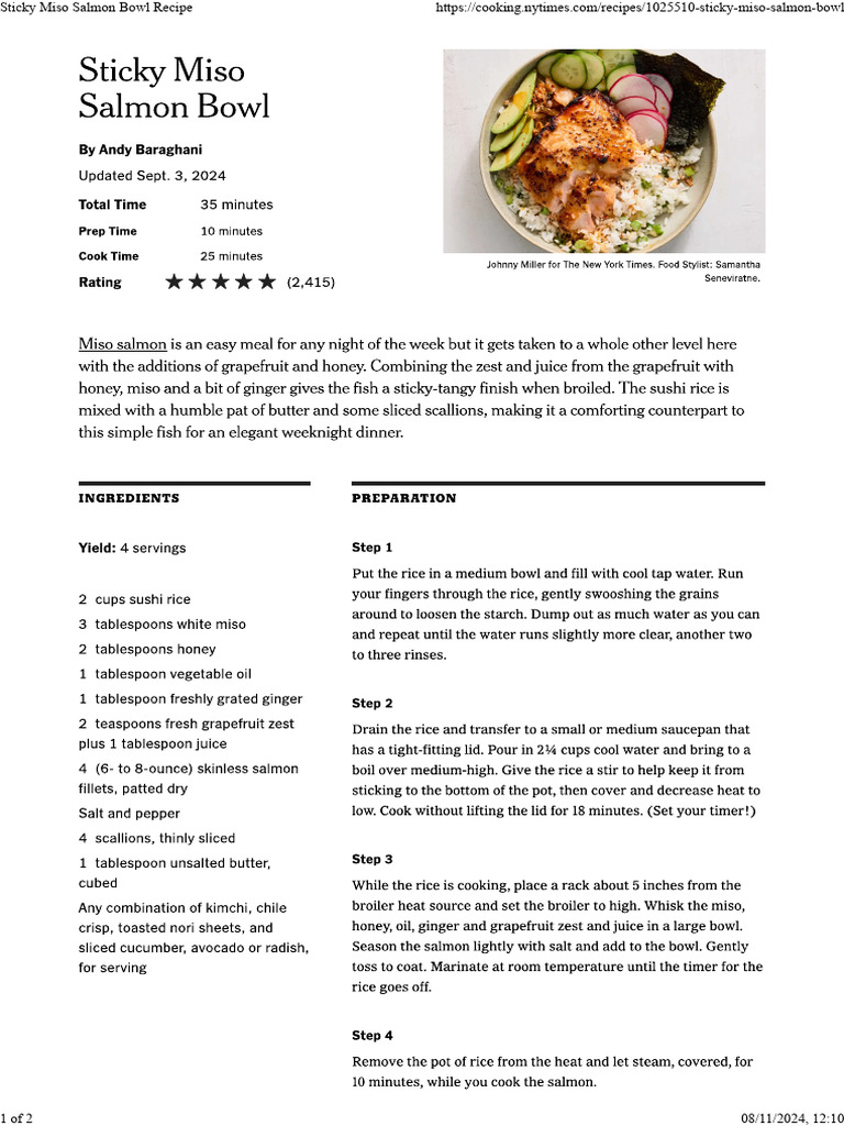 Miso Salmon Bowl | PDF