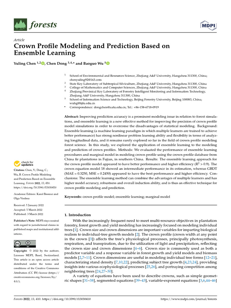 Crown Profile Modeling and Prediction Based On Ens | PDF | Least ...