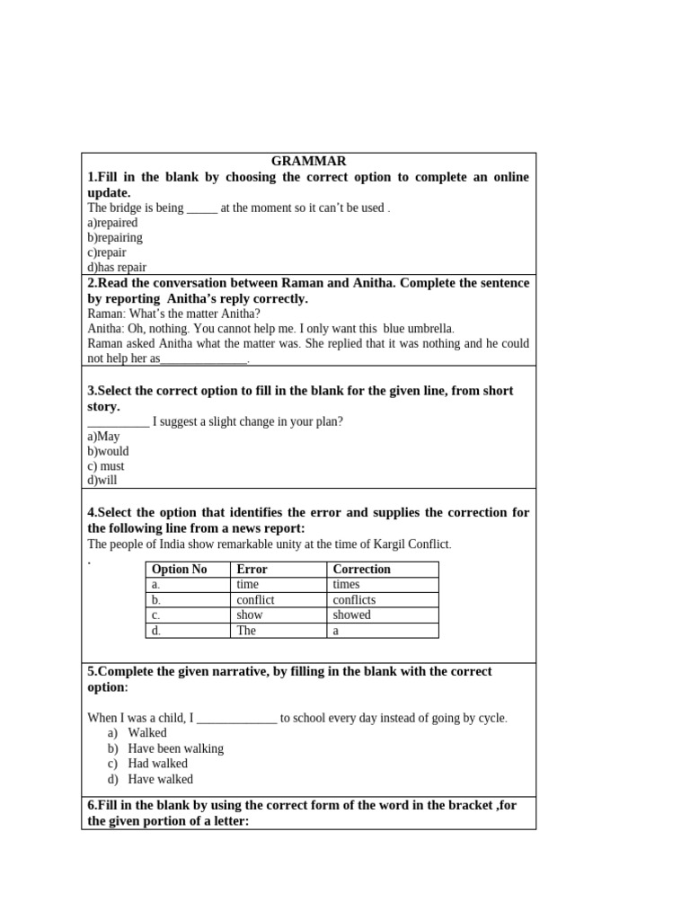 CL -9 Grammar Worksheet ( 1) | PDF