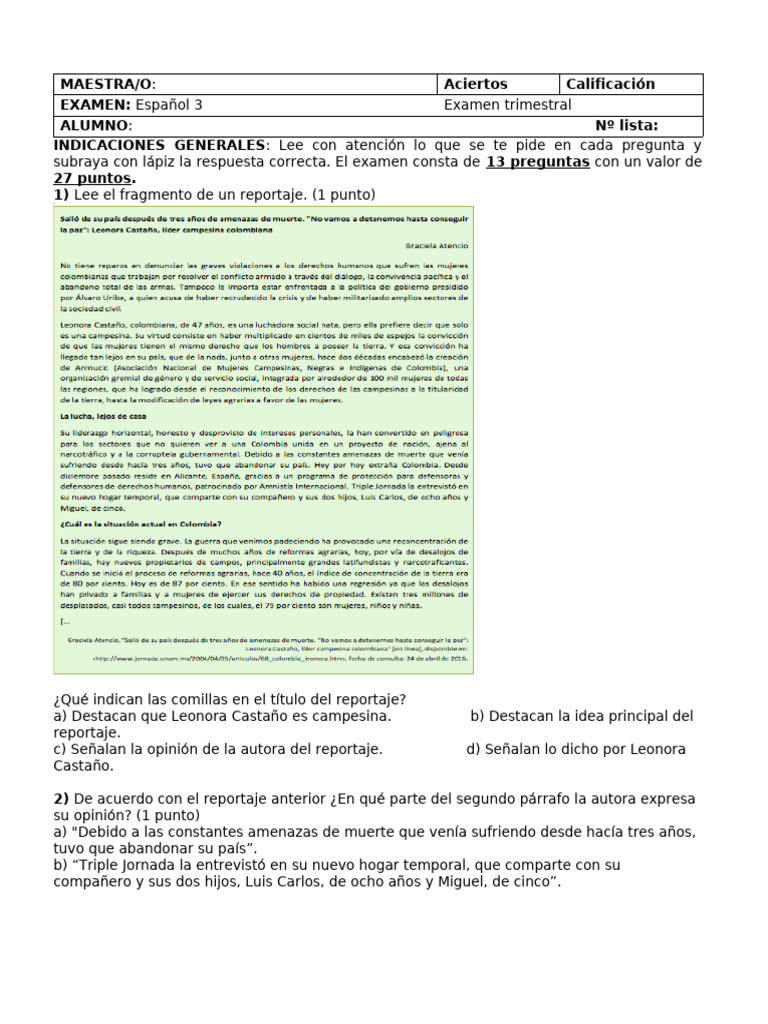 Exa Esp 3 | PDF | Virus | Albert Camus