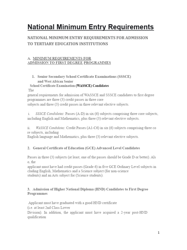 Tertiary Admission Requirements in Ghana | PDF | University And College ...