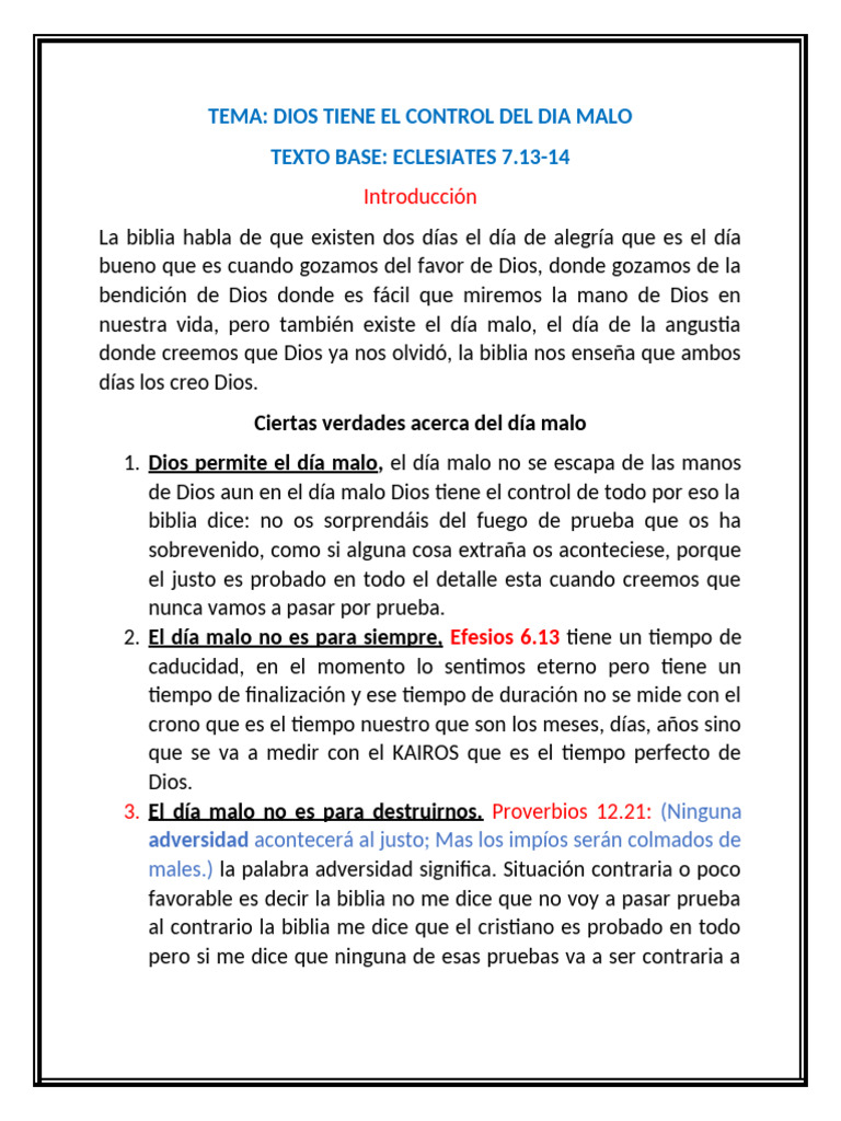 El Control Divino del Día Malo | PDF | Dios | Creencia religiosa y doctrina