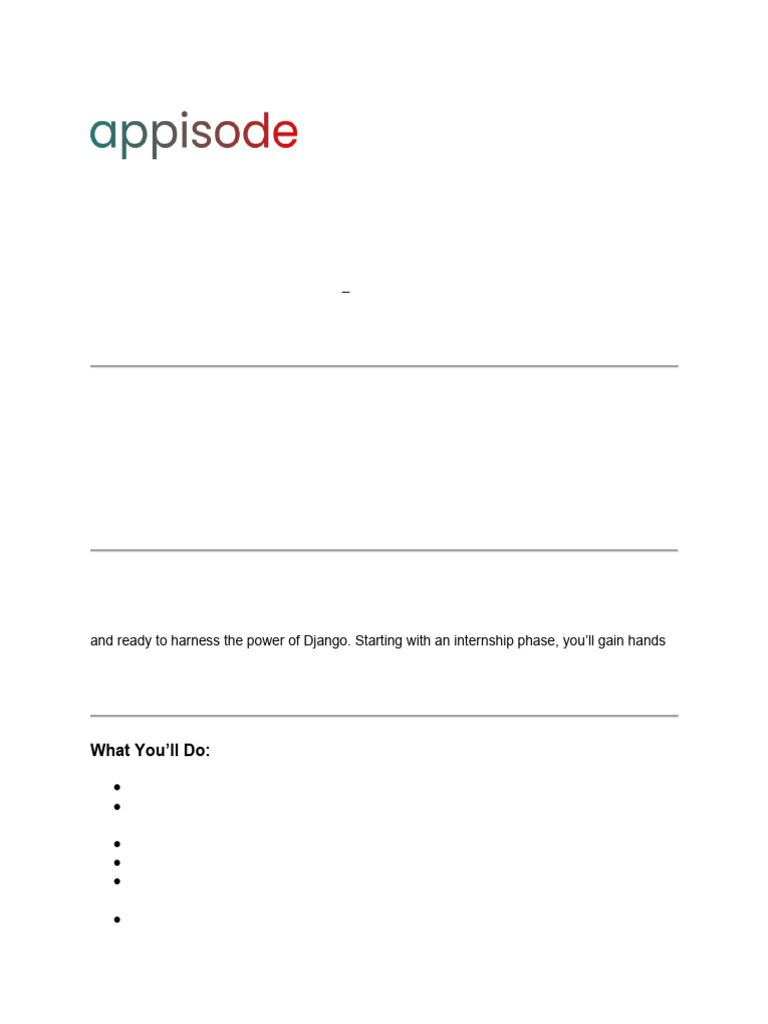 Internship Opportunity - Django Developer Trainee | PDF | Computing