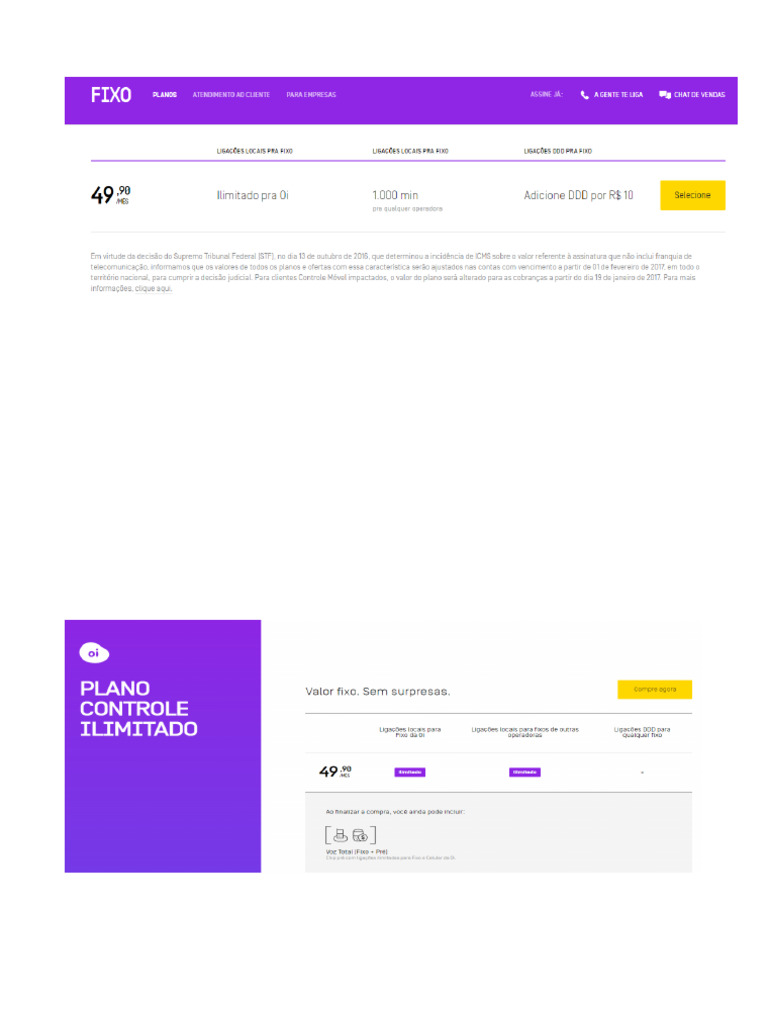 Planos de Telefone Fixo da Oi | PDF
