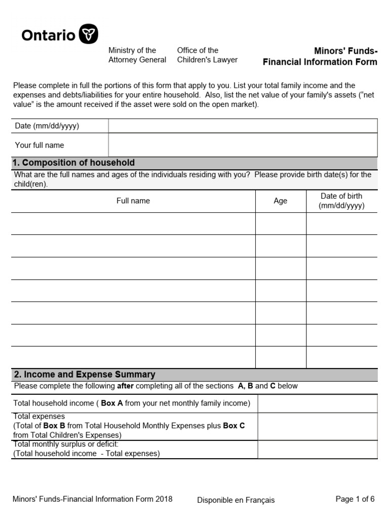 Minors' Funds Financial Info Form 2018 | PDF | Expense | Interest