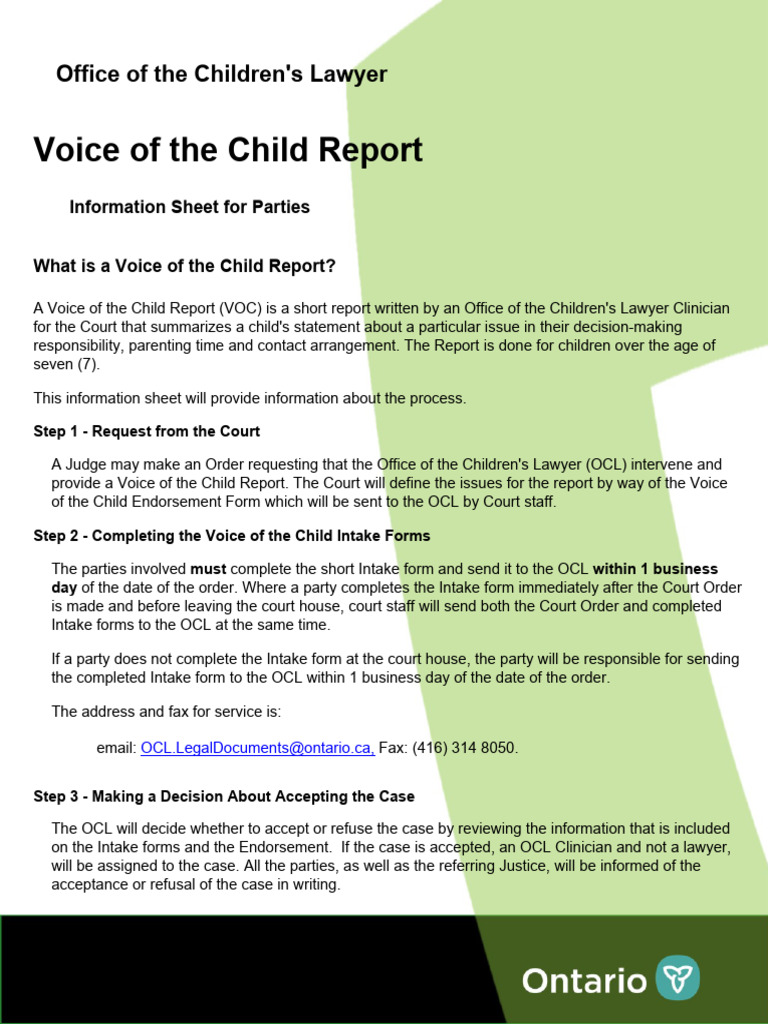 Voice of The Child Information Sheet 2021 | PDF