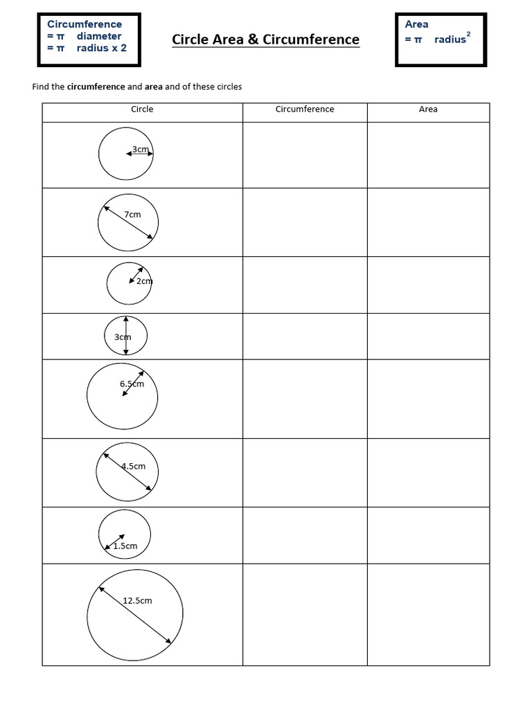 Area and Circumference of A Circle 1 Basic | PDF