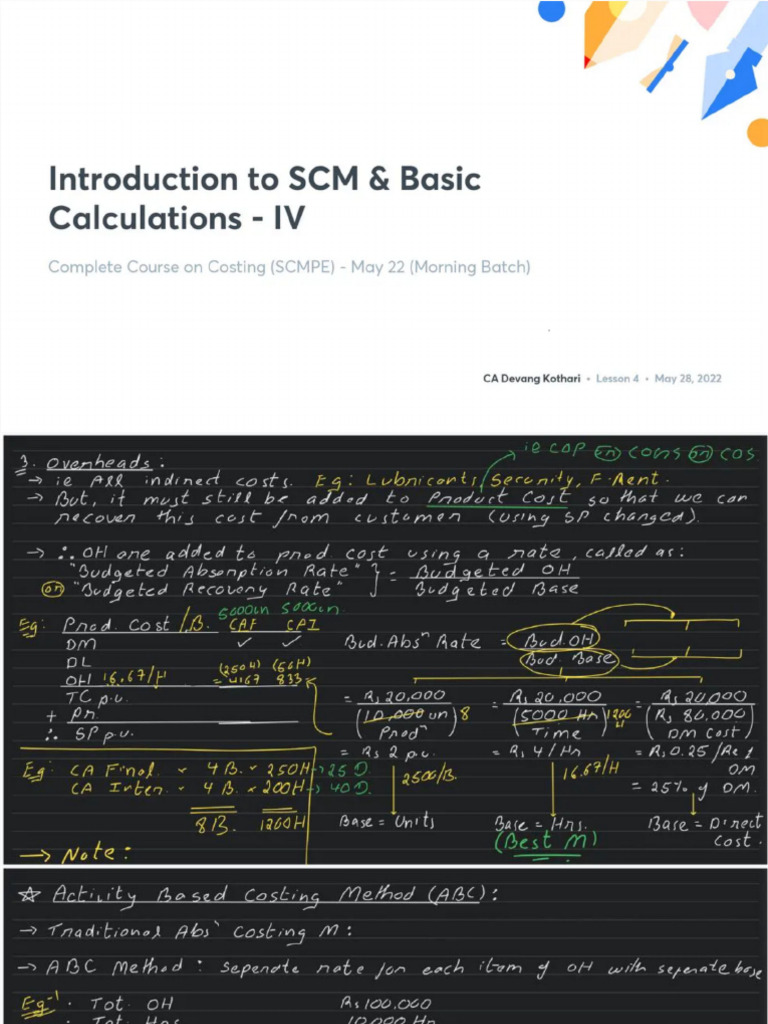 Introduction To SCM Basic Calculations IV With Anno | PDF