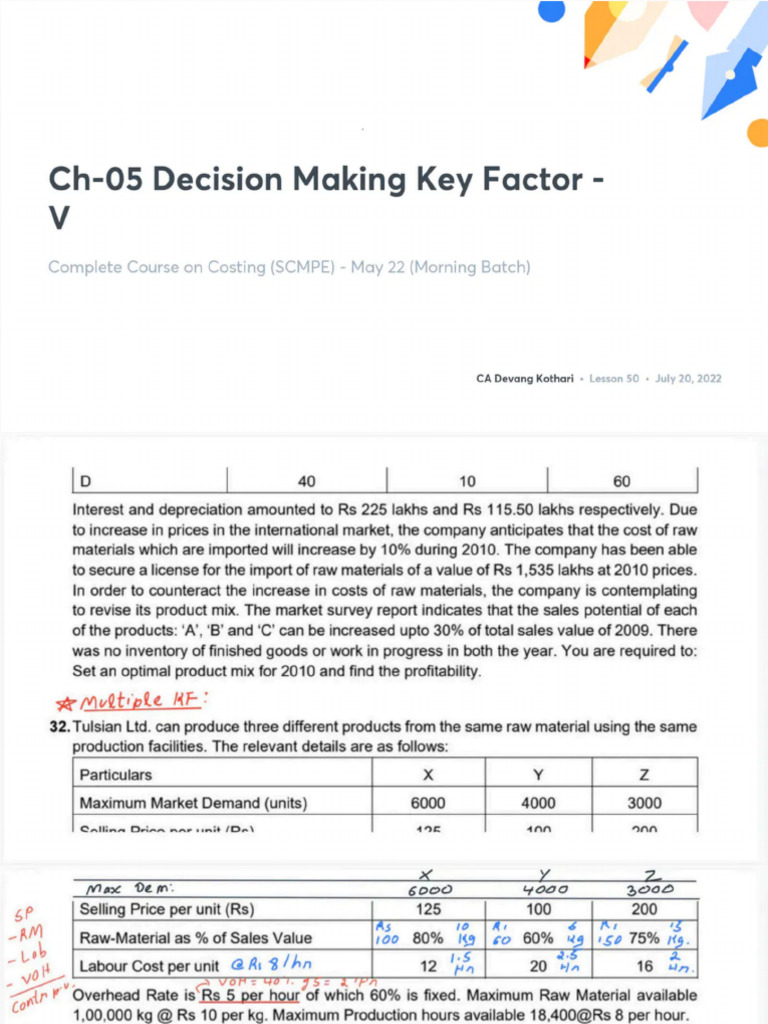 Ch05 Decision Making Key Factor V With Anno | PDF