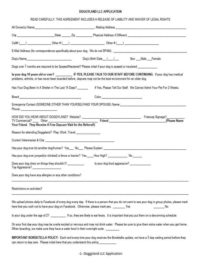 Canine Boarding Application | PDF | Influenza | Common Cold