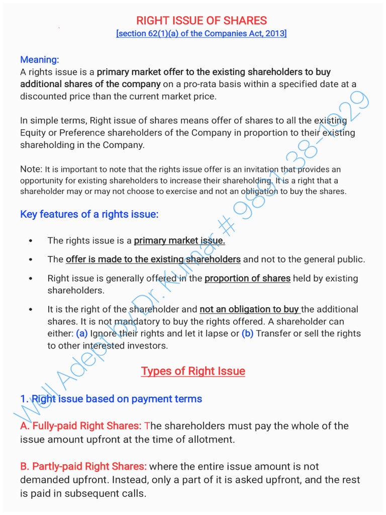 Right Issue_by KUMAR | PDF