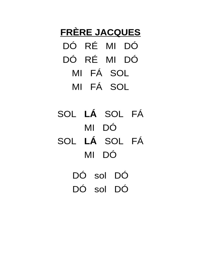 Canción Infantil: Frère Jacques | PDF