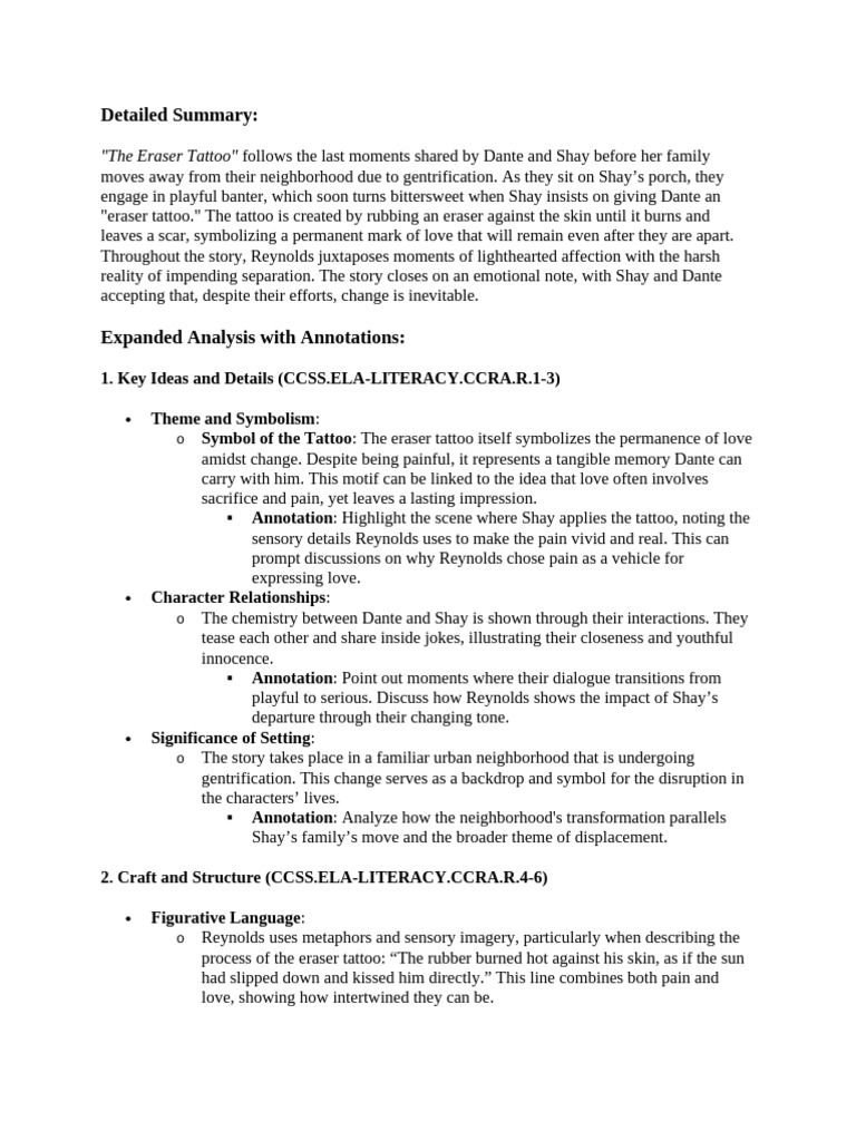 Detailed Summary Eraser Tatoo | PDF | Love | Tattoo