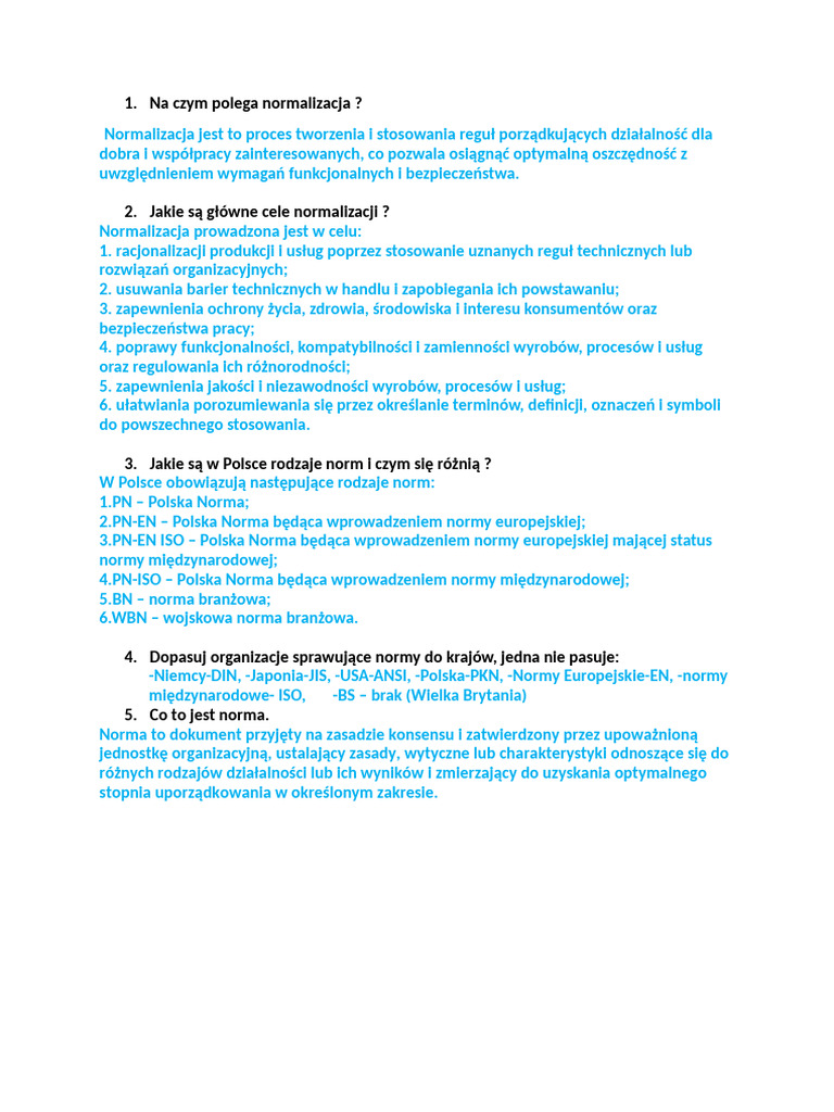 Kartkówka Normalizacja - Odp2 | PDF