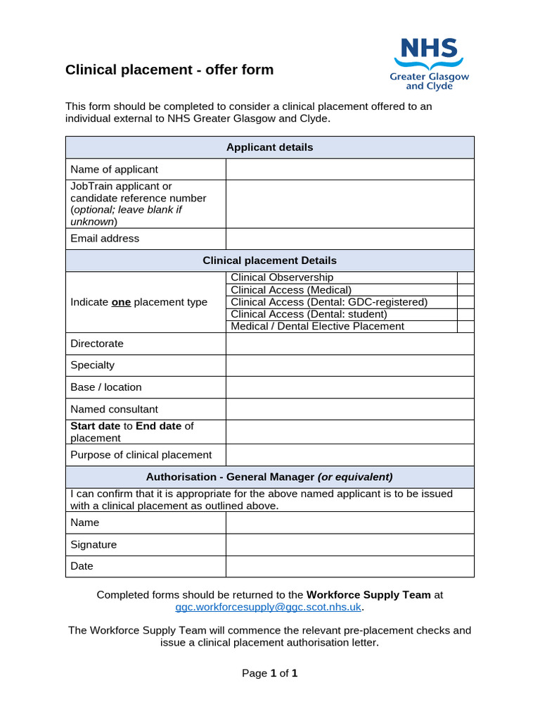 Clinical Placement Offer Form v1.3 1 | PDF
