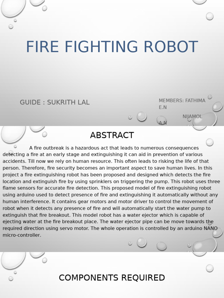 Autonomous Fire Fighting Robot Guide | PDF | Robot | Robotics