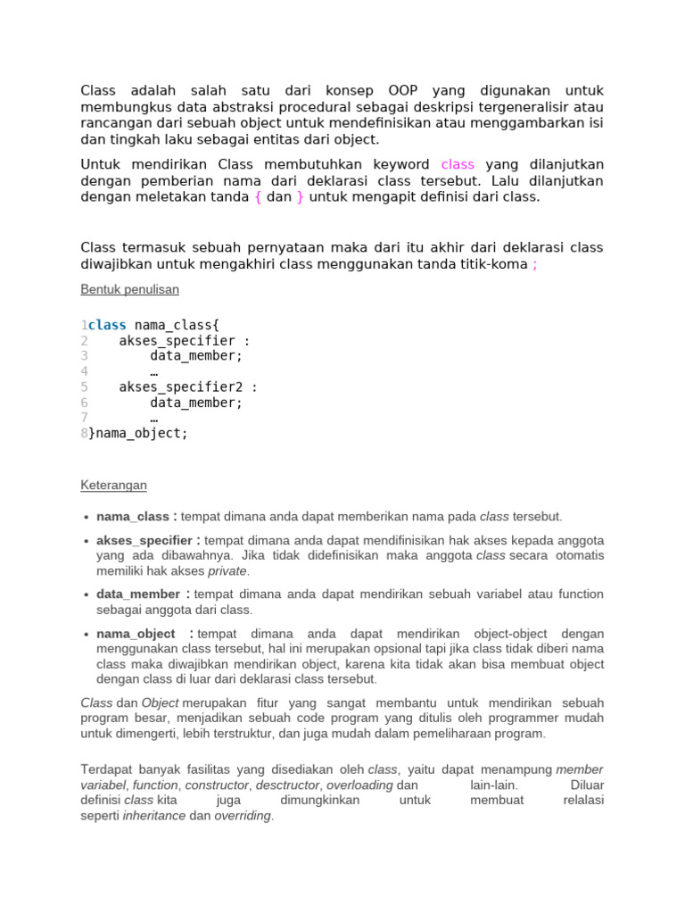 Rangkuman Class Dan Method | PDF