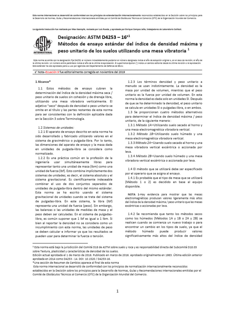ASTM D4253-16e1 | PDF | Densidad | Volumen