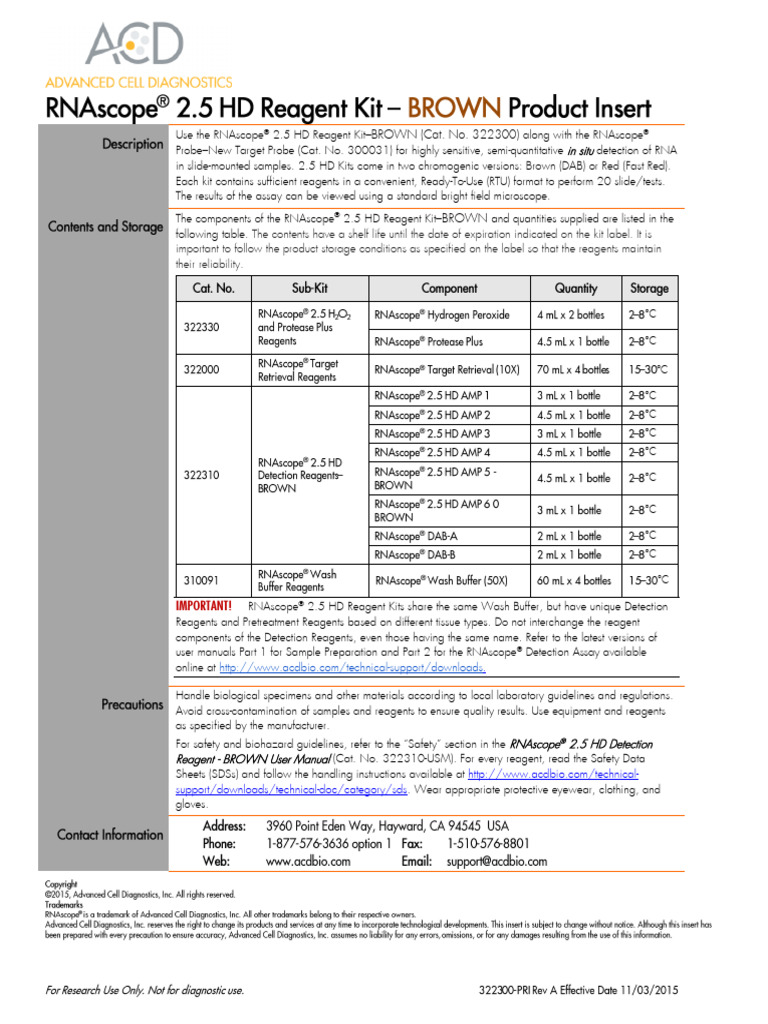 322300-PRI RNAscope® 2.5 HD Brown | PDF | Assay | Life Sciences