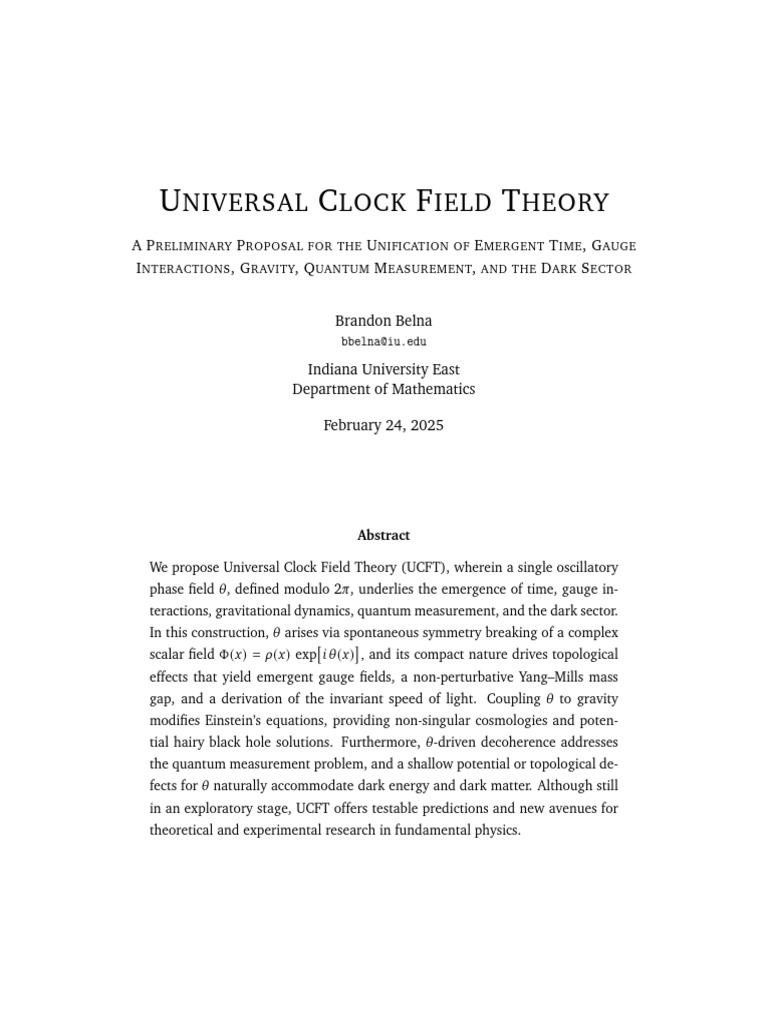 Universal Clock Field Theory Explained | PDF | Gauge Theory | Quantum ...