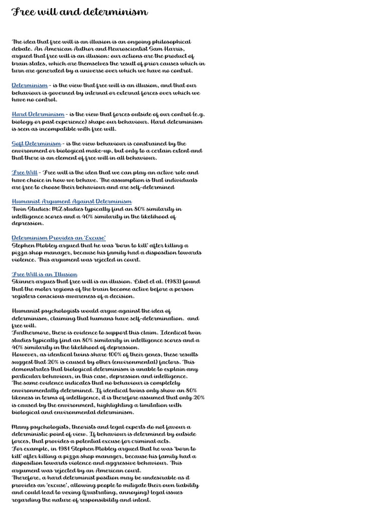 Free Will and Determinism | PDF | Free Will | Determinism