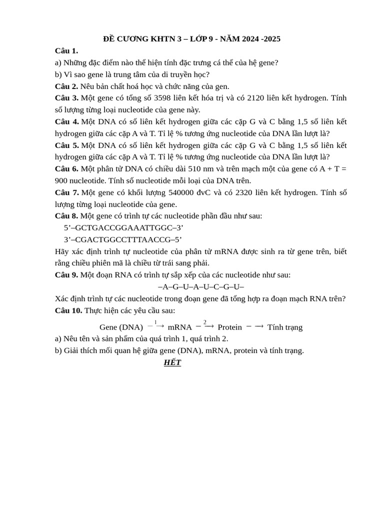 GK I - ĐỀ CƯƠNG KHTN 3- | PDF