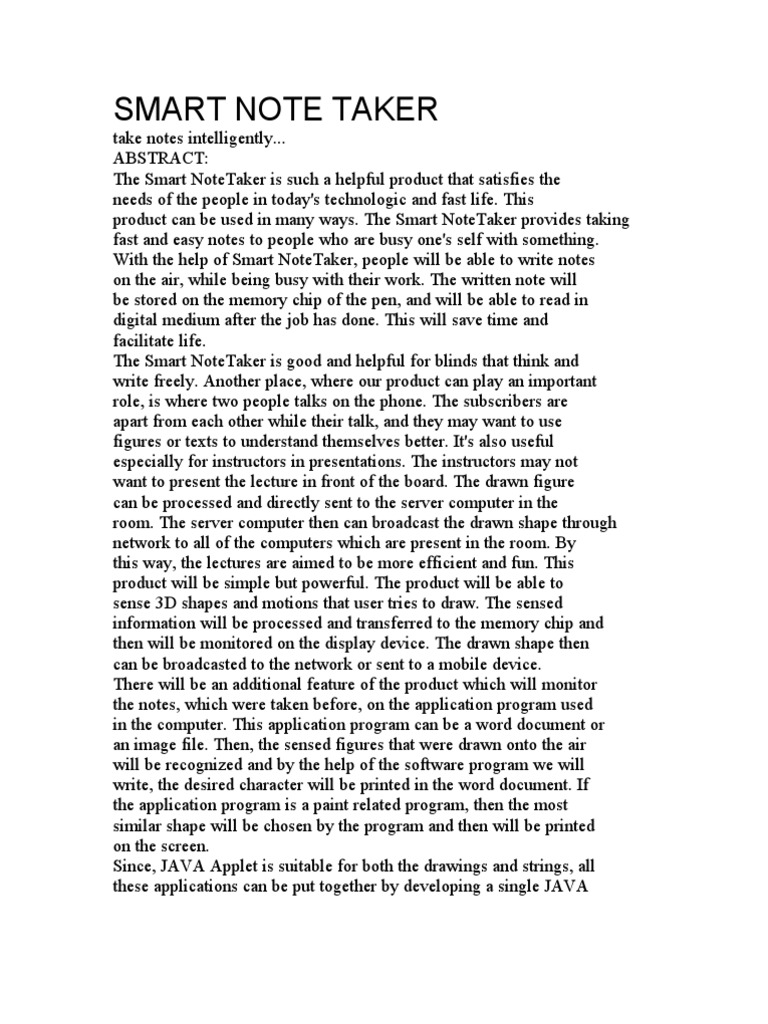 Smart Note Taker: Innovative Note Capture | PDF