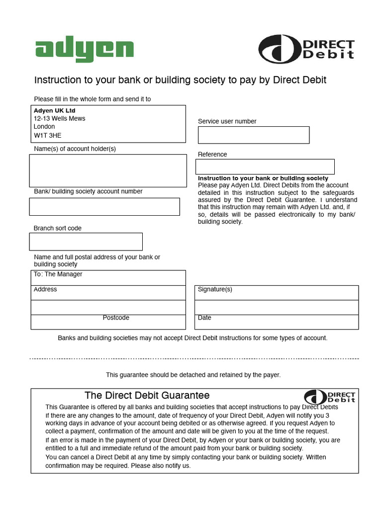 Instruction To Your Bank or Building Society To Pay by Direct Debit ...
